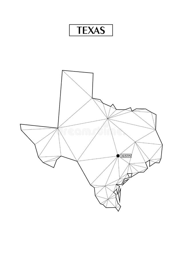 Polygonal Abstract Map State of Texas with Connected Triangular Shapes ...