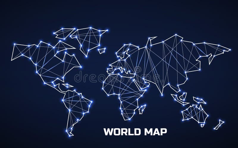 Polygonal Abstract World Map with Connected Lines, Network Connections ...