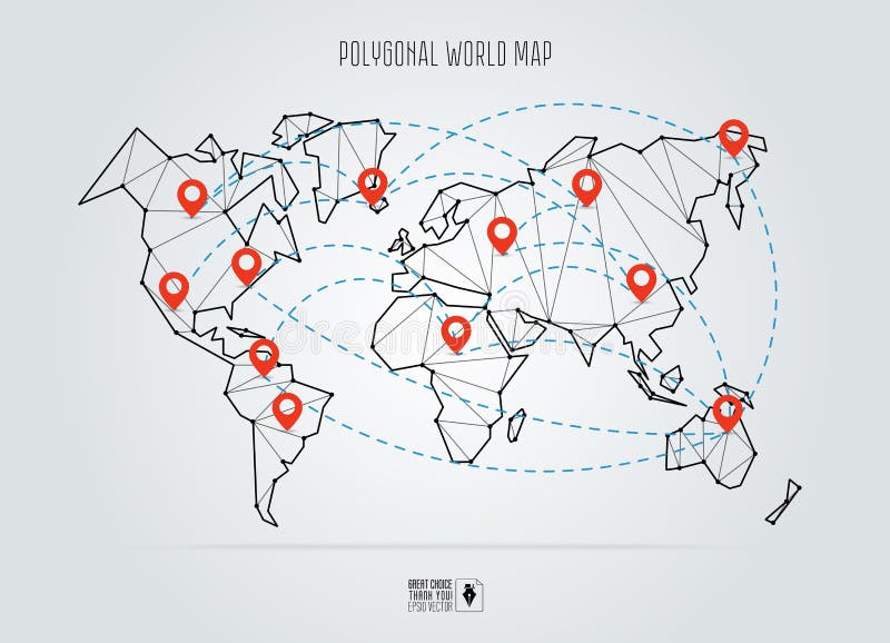 Connected Line World Map Stock Illustrations – 3,353 Connected Line ...