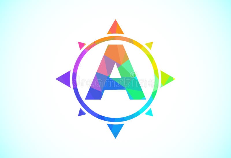 Polygonal Alphabet a in a Compass. Low Poly Style Compass Logo Sign ...