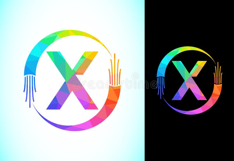 Polygonal Alphabet X with Electric Wire, and Optical Fiber Cable. Low ...