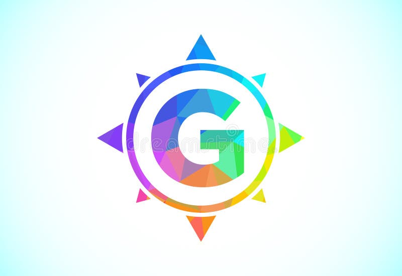 Polygonal Alphabet G in a Compass. Low Poly Style Compass Logo Sign ...