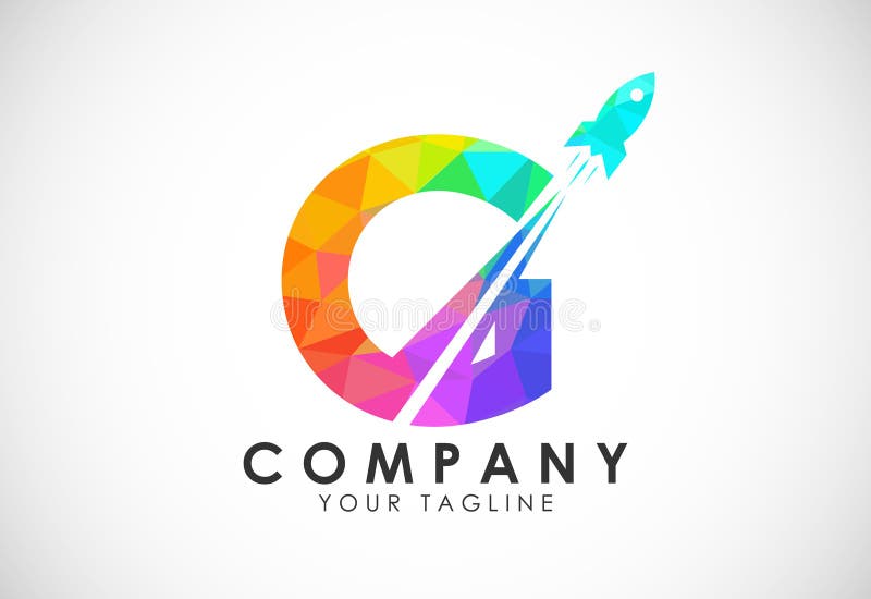 Polygonal Alphabet G with a Rocket Logo Design. Rocket Icon Stock ...