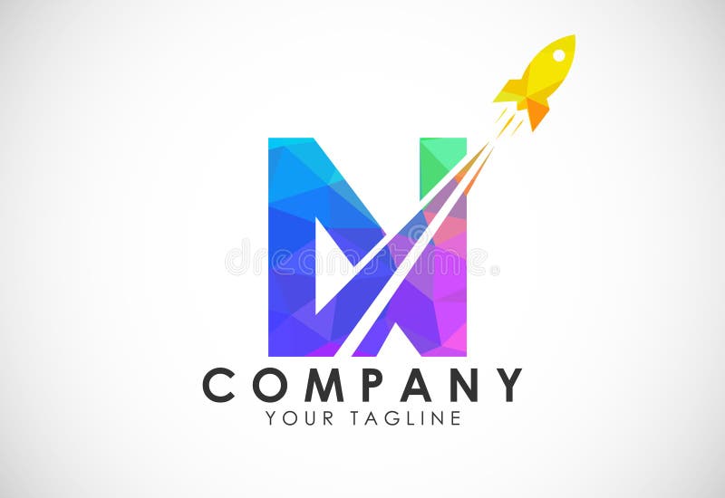 Polygonal Alphabet N with a Rocket Logo Design. Rocket Icon Stock ...
