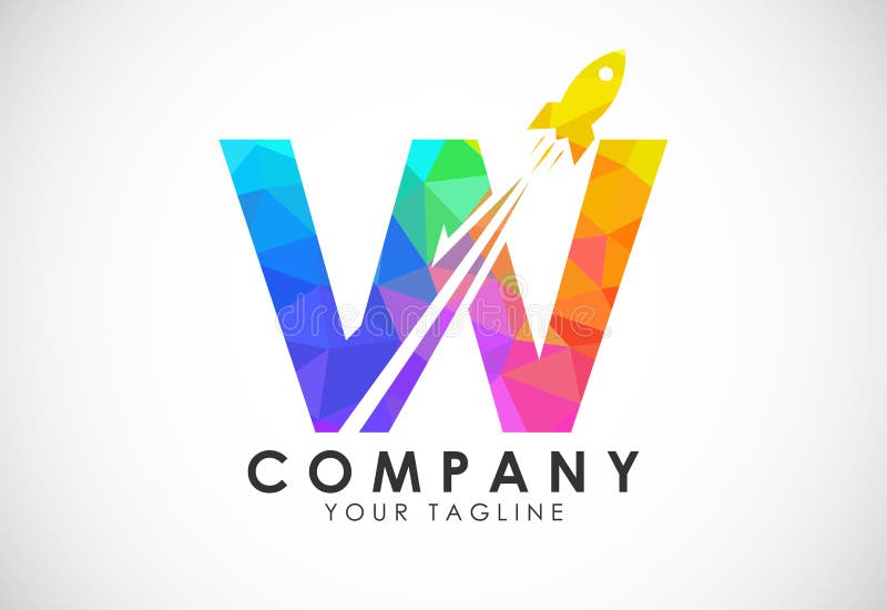 Polygonal Alphabet W with a Rocket Logo Design. Rocket Icon Stock ...