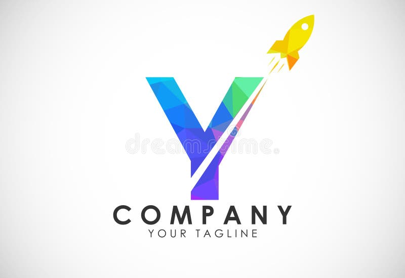 Polygonal Alphabet Y with a Rocket Logo Design. Rocket Icon Stock ...