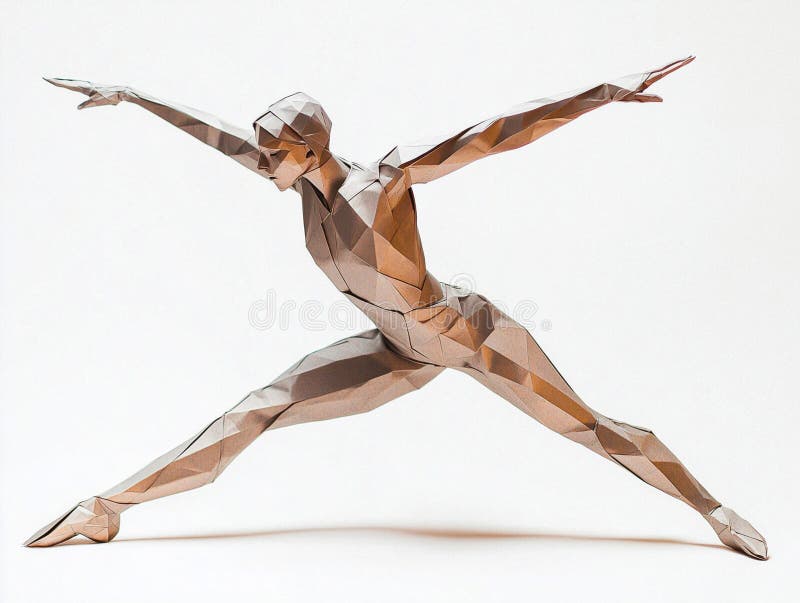 Geometrical Sculpture of a Dynamic Human Pose in Vibrant Colors Stock ...