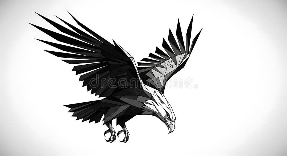 Polygonal Artwork of an Eagle in Mid-flight, Wings Spread Wide. the ...