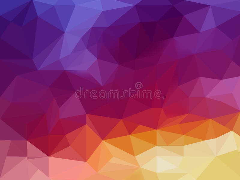Low Poly Background in Warm Violet and Orange Colors Stock Illustration ...