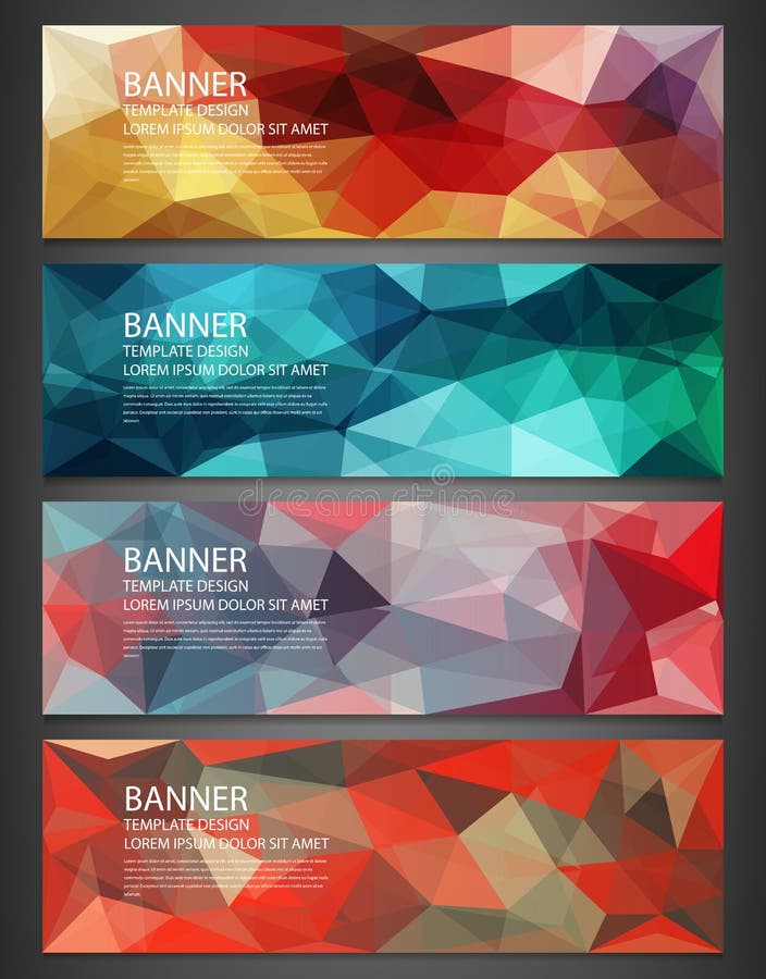 Polygonal Banners with Abstract Multicolored Mosaic Background. Vector ...