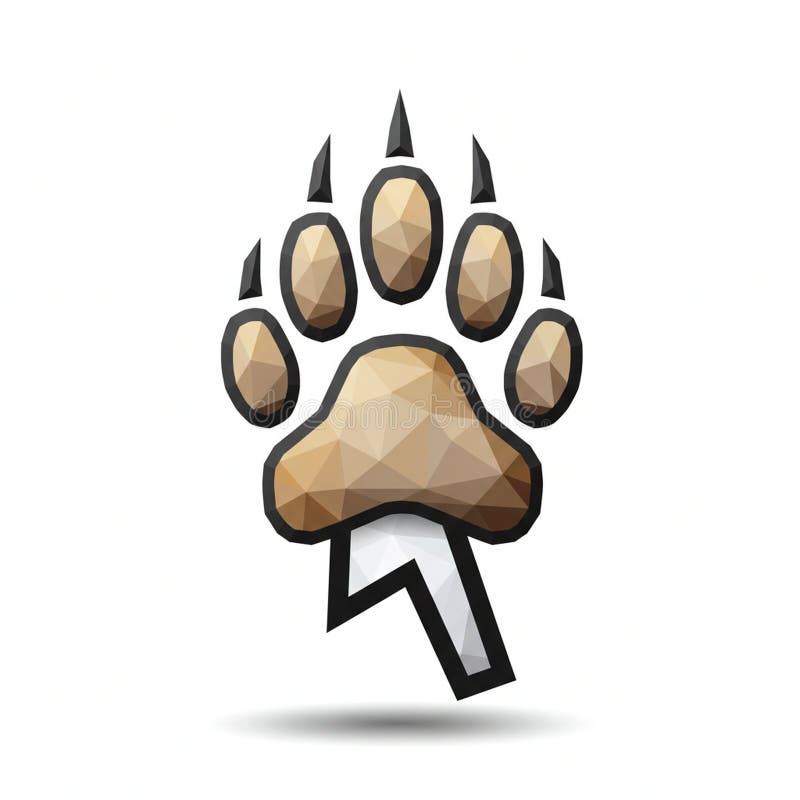 Polygonal Bear Paw Symbol with a Cursor Arrow Integrated. the Design ...