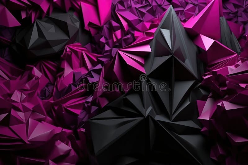Polygonal Black and Pink Abstract with Spiky Connection Structure Made ...