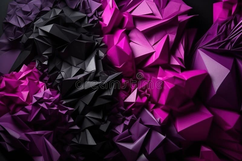 Polygonal Black and Pink Abstract with Spiky Connection Structure Made ...