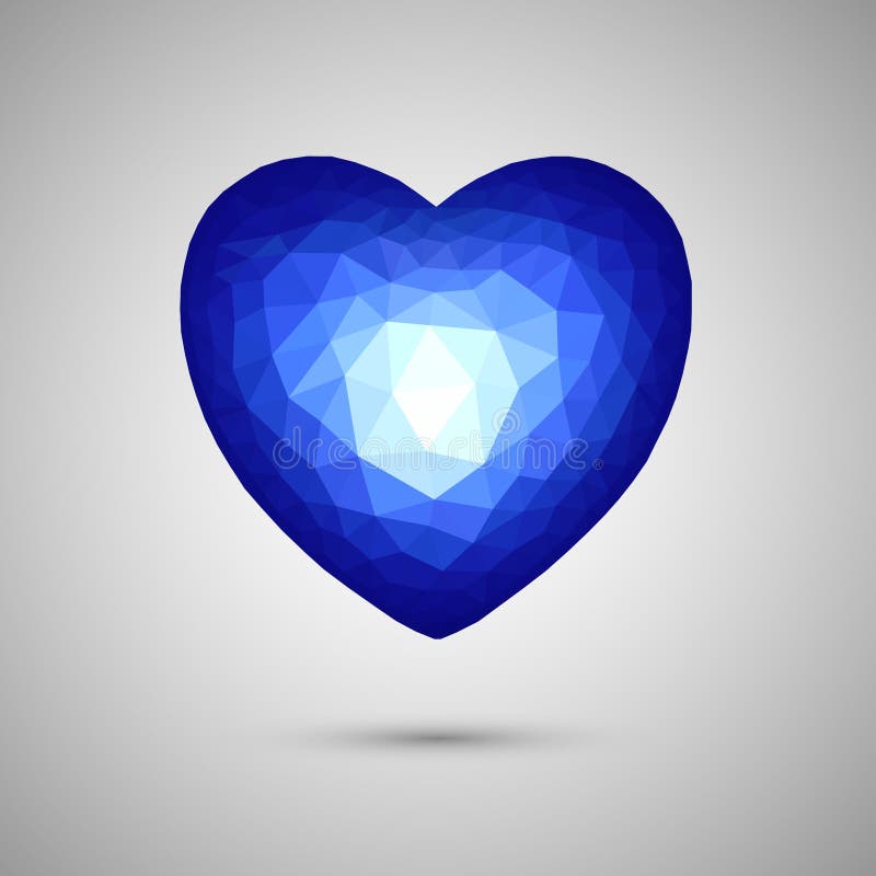 Polygonal Blue Crystal Heart Stock Vector - Illustration of expensive ...