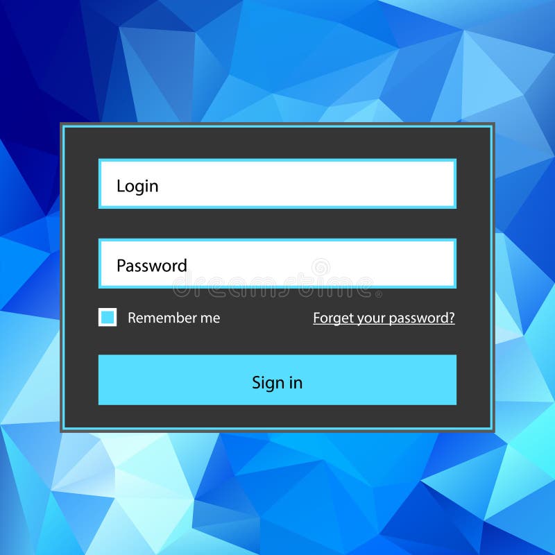 White Member Login Form On Blue Background In Flat Style Stock Vector ...
