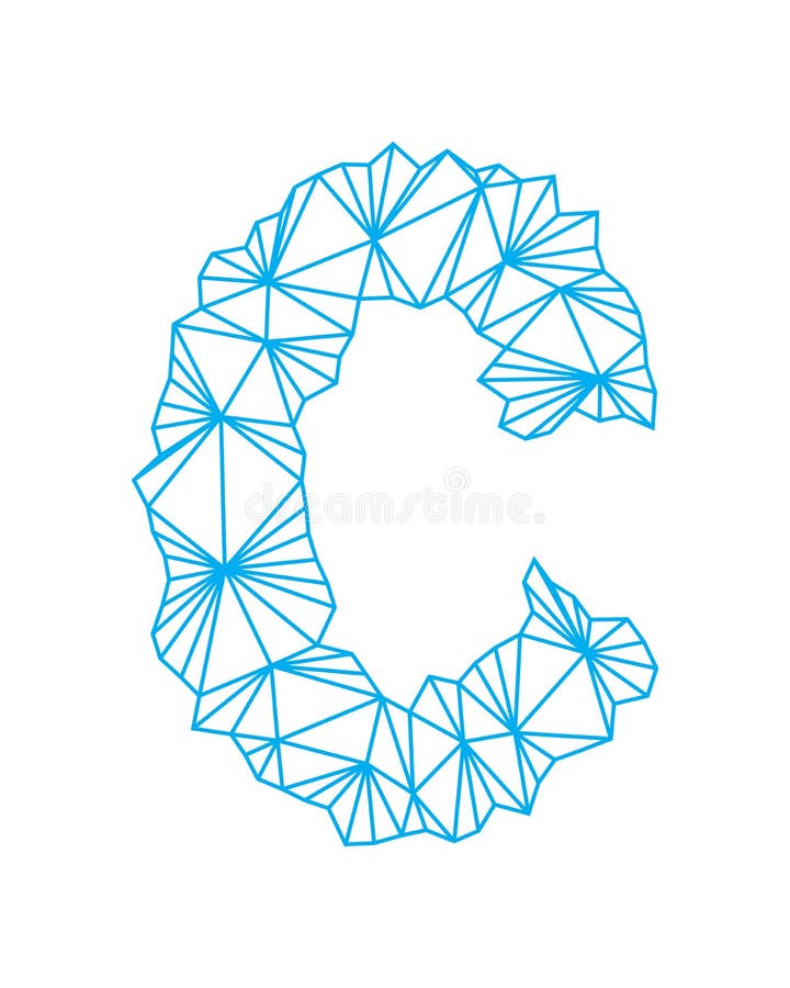 Polygonal Blue Outline Font.Lowercase Vector Letter. Stock Vector ...