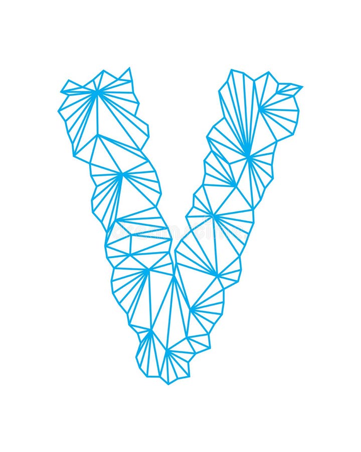 Polygonal Blue Outline Font.Lowercase Vector Letter. Stock Vector ...