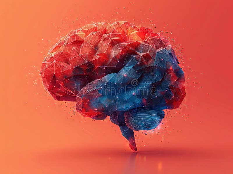 Polygonal Brain 3d Graphic Pattern, in the Style of Shaped Canvas ...