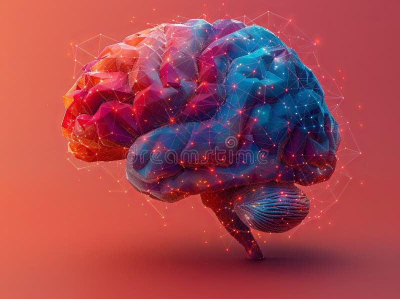 Polygonal Brain 3d Graphic Pattern, in the Style of Shaped Canvas ...