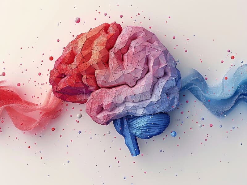 Polygonal Brain 3d Graphic Pattern, in the Style of Shaped Canvas ...