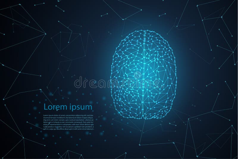 Polygonal Brain with Shining Light Stock Vector - Illustration of ...