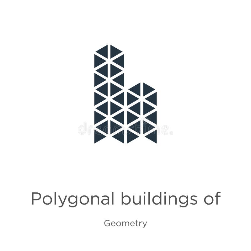 Polygonal Buildings of Small Triangles Icon. Thin Linear Polygonal ...