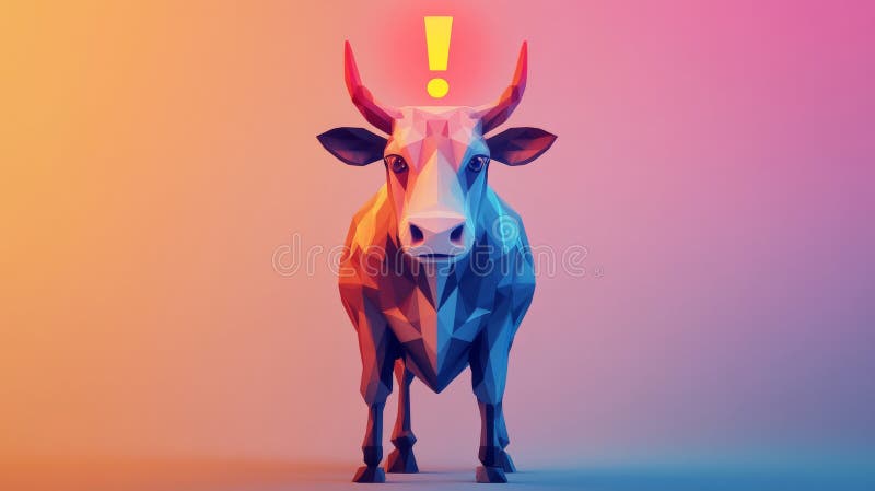 Polygonal Bull Warning of Danger with Exclamation Point Stock ...