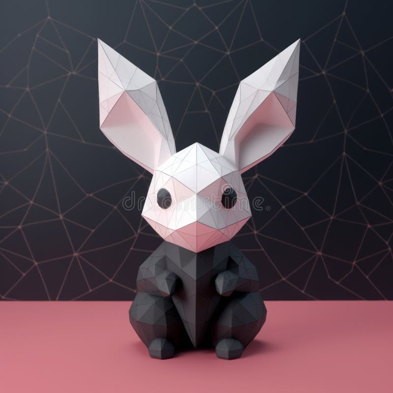 Polygonal Bunny 3d Model with Embossed Paper Texture Stock Illustration ...