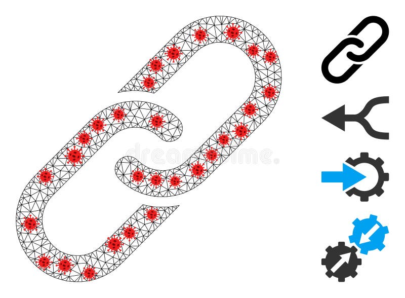 Polygonal Carcass Chain Icon with Virus Nodes Stock Vector ...