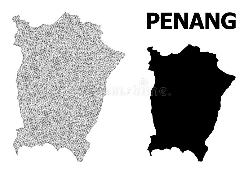 Polygonal Carcass Mesh High Detail Vector Map of Penang Island ...