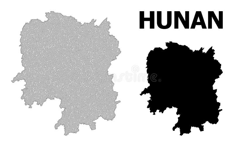 Polygonal Carcass Mesh High Resolution Vector Map of Hunan Province ...