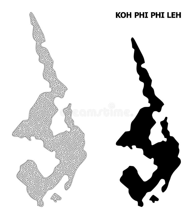 Polygonal Carcass Mesh High Resolution Vector Map of Koh Phi Leh ...
