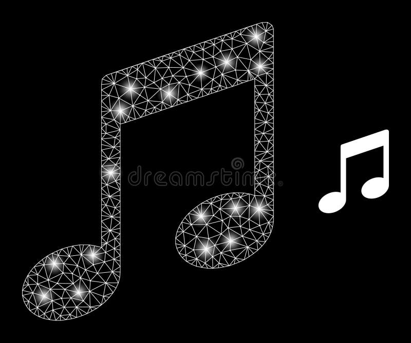 Polygonal Carcass Mesh Musical Notes with Light Spots Stock Vector ...