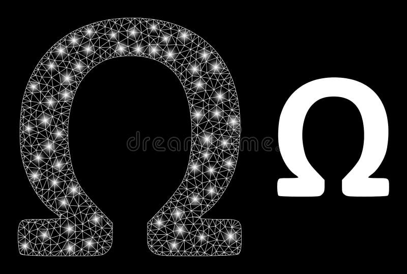 Polygonal Carcass Mesh Omega Greek Symbol with Light Spots Stock Vector ... Polygonal Carcass Mesh Omega Greek Symbol with Light Spots Stock Vector ...