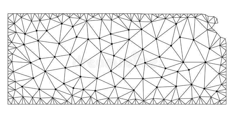 Polygonal Carcass Mesh Vector Map of Kansas State Stock Vector ...