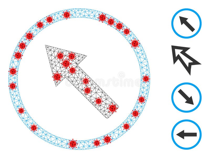 Polygonal Carcass Up-Left Rounded Arrow Icon with Infection Nodes Stock ...