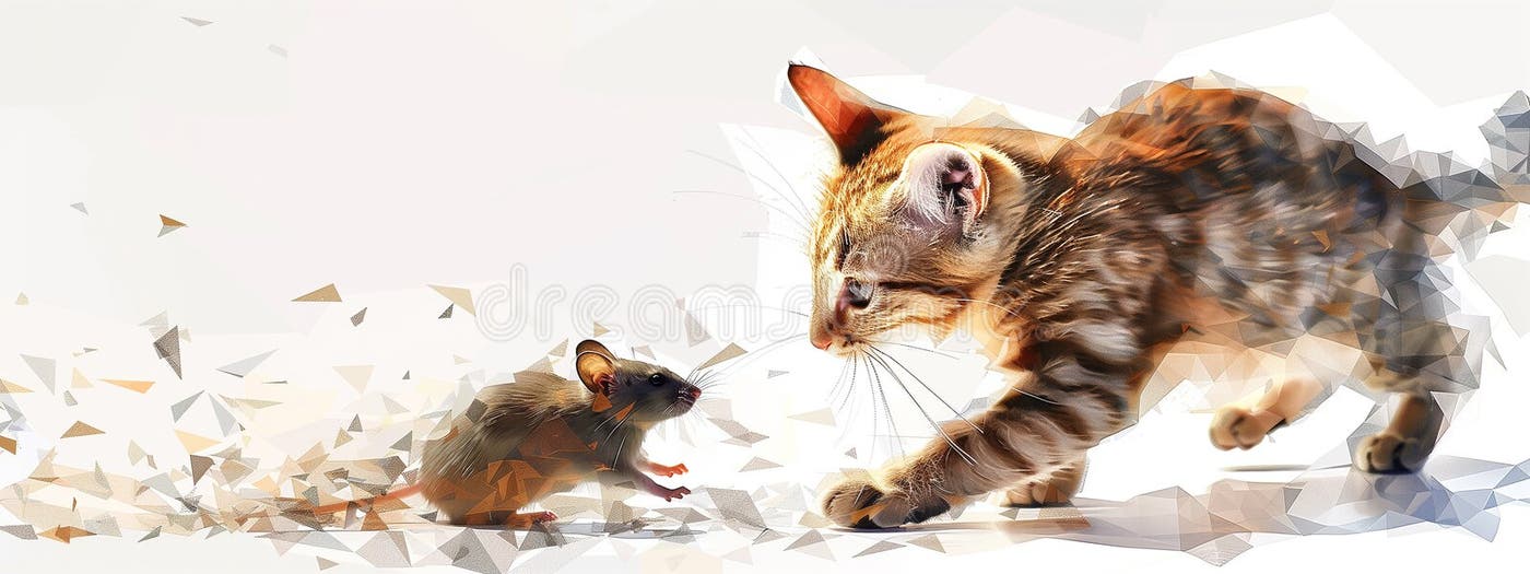 Cat Chasing Mouse Stock Illustrations – 380 Cat Chasing Mouse Stock ...