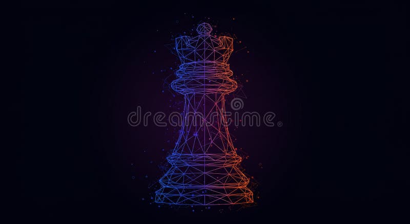 Polygonal Chess Queen Illustration Abstract Chess Queen Wireframe ...