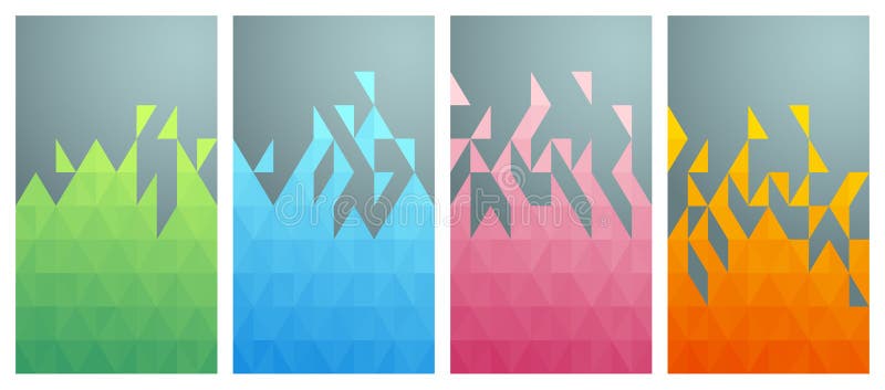 Polygonal Color Patterns on Gray Background. Simple Abstract Template ...