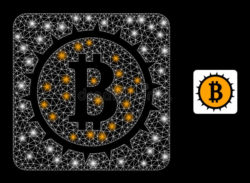 Polygonal 2D Mesh Bitcoin Box with Glare Spots Stock Vector ...
