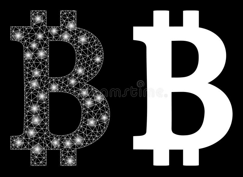 Polygonal 2D Mesh Bitcoin Symbol with Light Spots Editorial Image ...