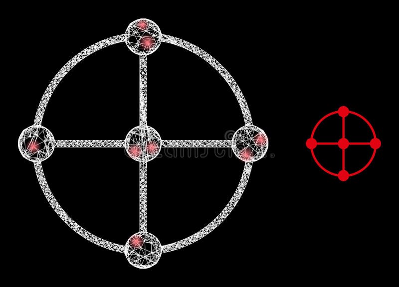 Polygonal 2D Mesh Circle Grid Nodes with Glare Spots Stock Vector ...