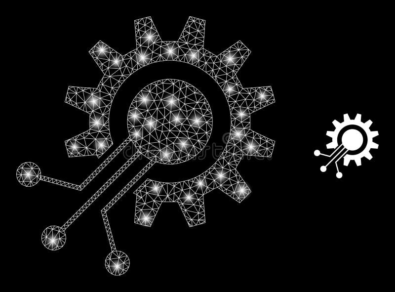 Polygonal 2D Mesh Cog Interface with Lightspots Stock Vector ...