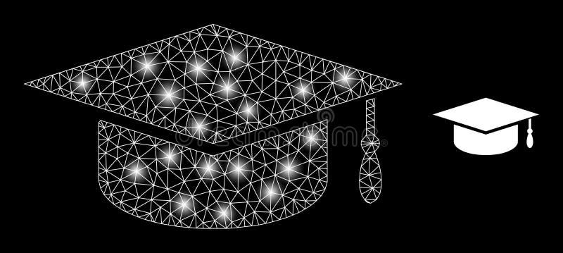 Polygonal 2D Mesh Graduation Cap with Light Spots Stock Vector ...