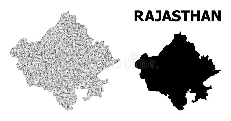 Polygonal 2D Mesh High Detail Vector Map of Rajasthan State ...