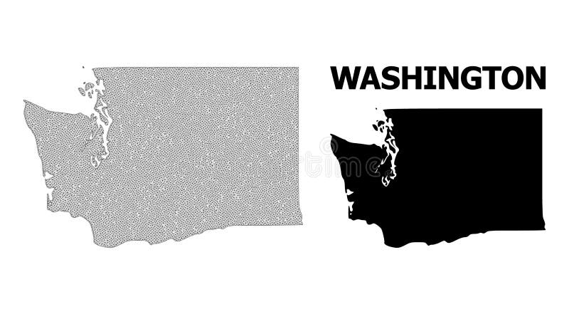 Polygonal 2D Mesh High Detail Vector Map of Washington State ...