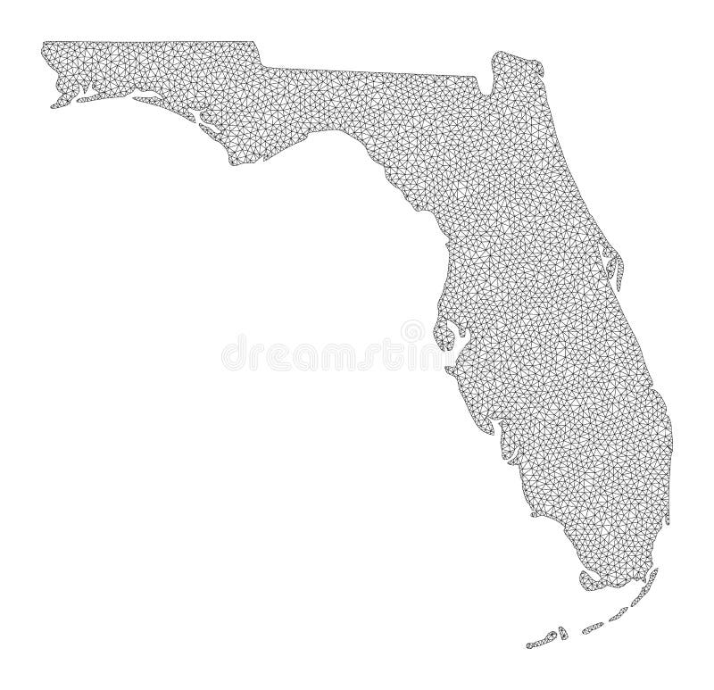 Polygonal 2D Mesh High Resolution Raster Map of Florida State ...