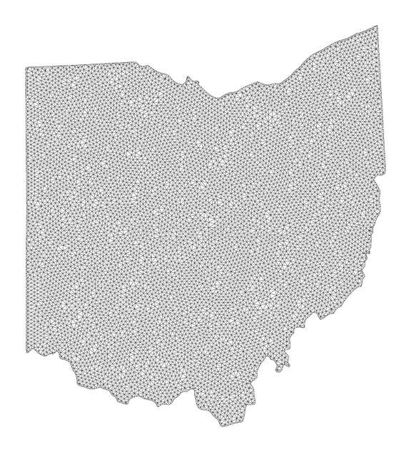 Polygonal 2D Mesh High Resolution Raster Map of Ohio State Abstractions ...