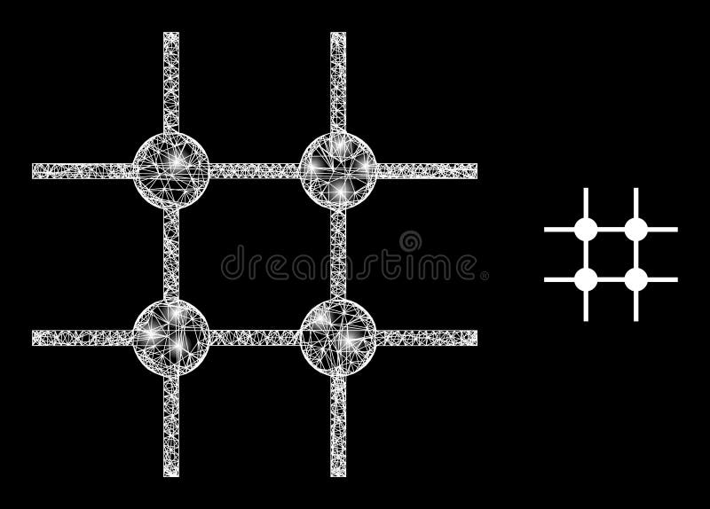 Polygonal 2D Mesh Incomplete Grid Structure with Glare Spots Stock ...