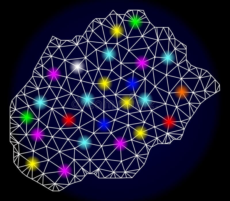 Polygonal 2D Mesh Map of Alegranza Island with Colorful Light Spots ... Polygonal 2D Mesh Map of Alegranza Island with Colorful Light Spots ...